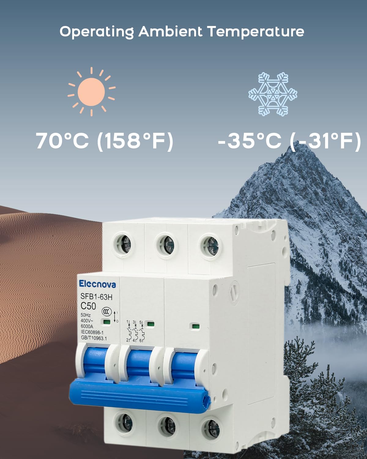 Elecnova 6-63A Miniature Circuit Breaker, AC 25 Amp 3 Pole 400V, DIN Rail Mounted Circuit Breakers, Overload, Short-Circuit Protection, 110V / 120V Available, MCB
