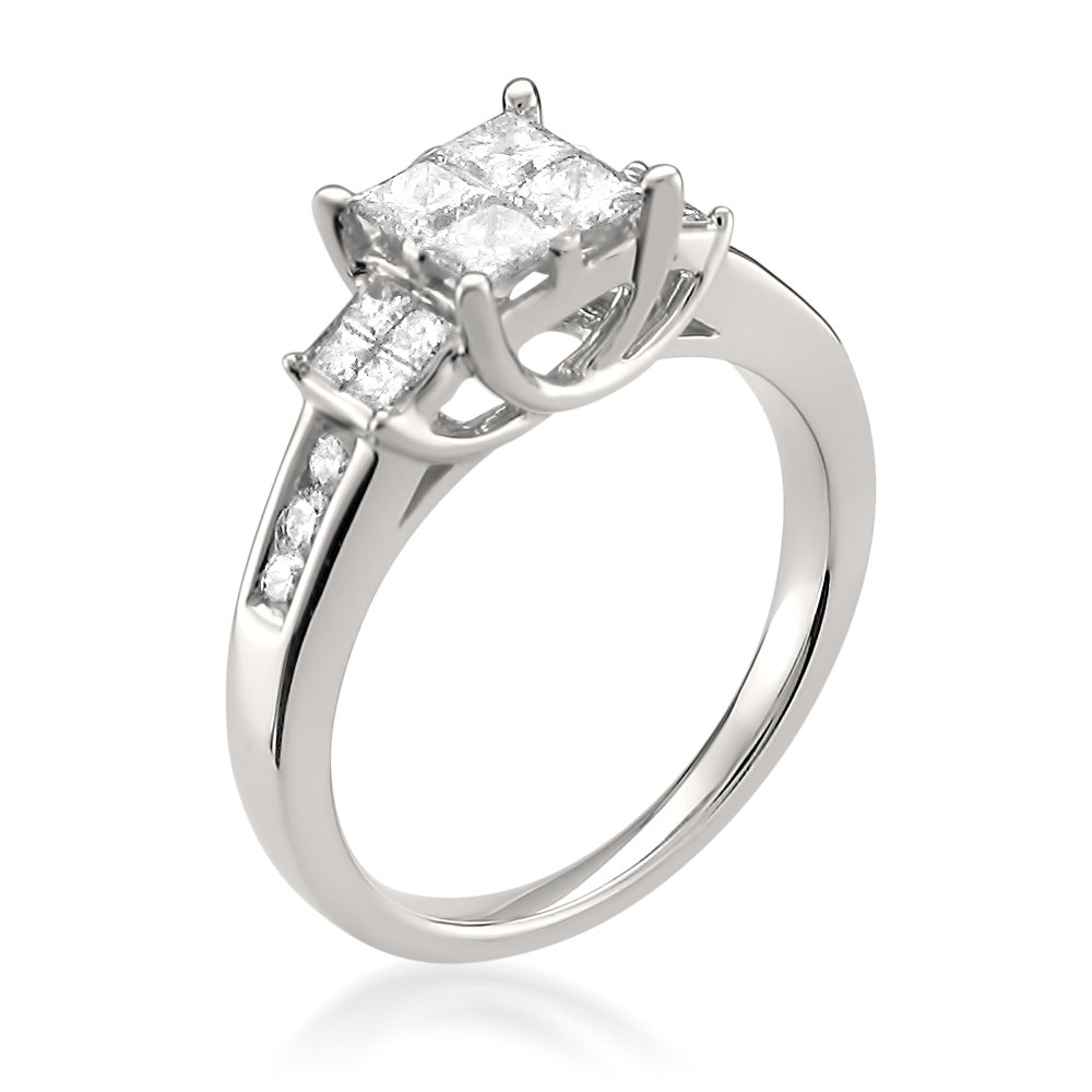 Beyond Brilliance 1.00 Carat Invisible Set Princess & Round Cut Natural Diamond Engagement Ring (H-I, I1-I2) for Women | Fine Jewelry for Her | Gift Box Included