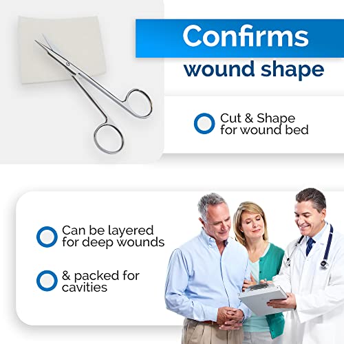 Calcium Alginate Wound Dressing 8" x 8" -Simpurity- Individual Thick Pads Antimicrobial Alginate Dressing Fiber Padding Medical Soft Wound Care for Bed Sore-Pressure Sore-Diabetic Foot, Box of 10