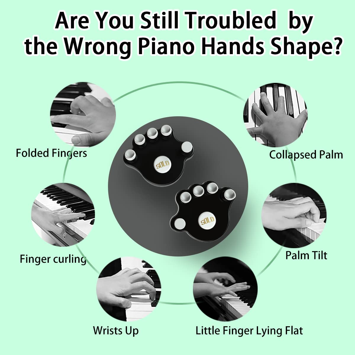 Moreup Piano Finger Trainers, Hand Grip Exerciser Ergonomic Training Finger Pressing Posture Correction Tool for Guitar Piano Trigger Finger Training Arthritis Therapy and Grip 2PCS/Set Black
