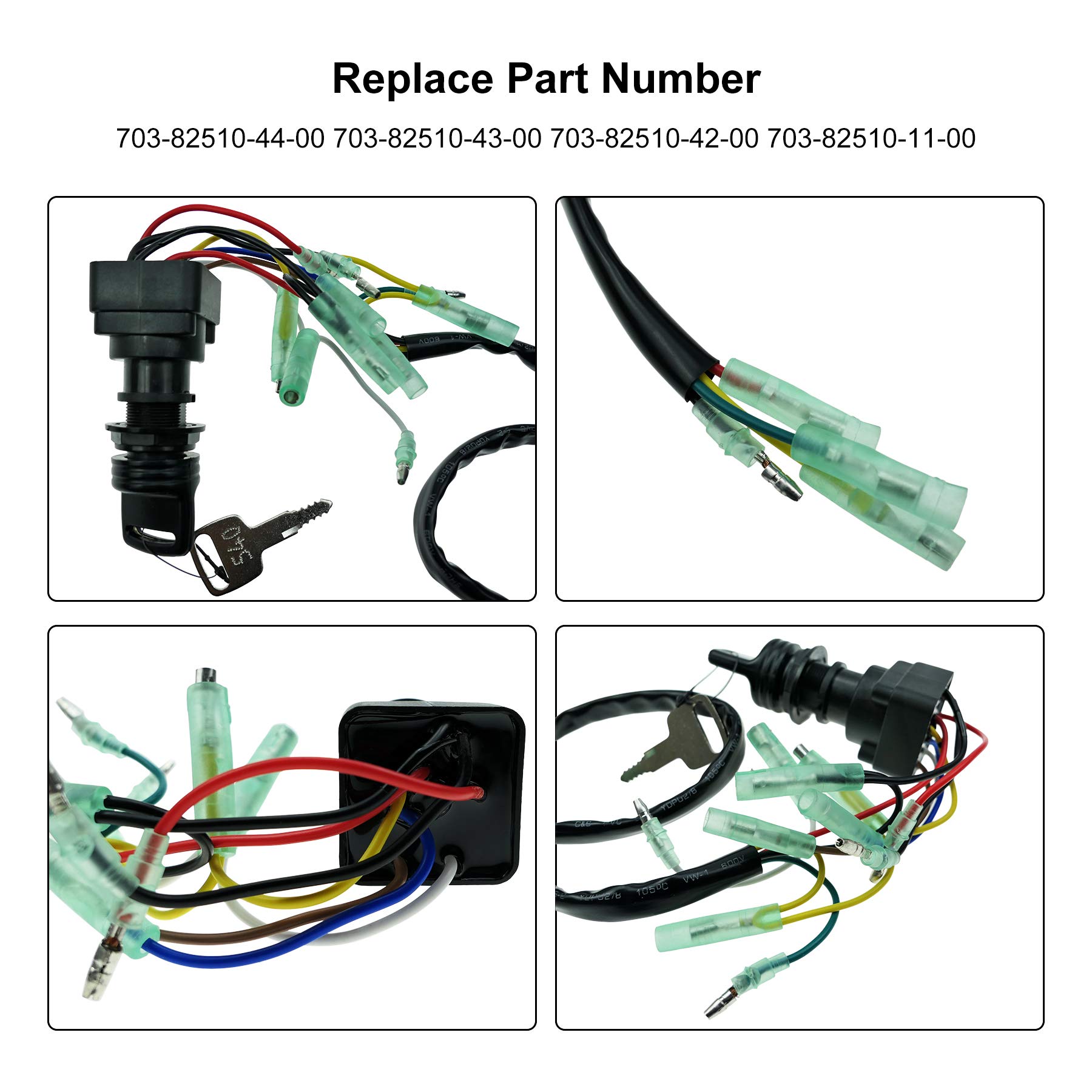 Ignition Switch Assembly Fits for Yamaha Outboard Motors, 703-82510-44-00 703-82510-43-00 703-82510-42-00 703-82510-11-00, Main Key Remote Control Box Ignition