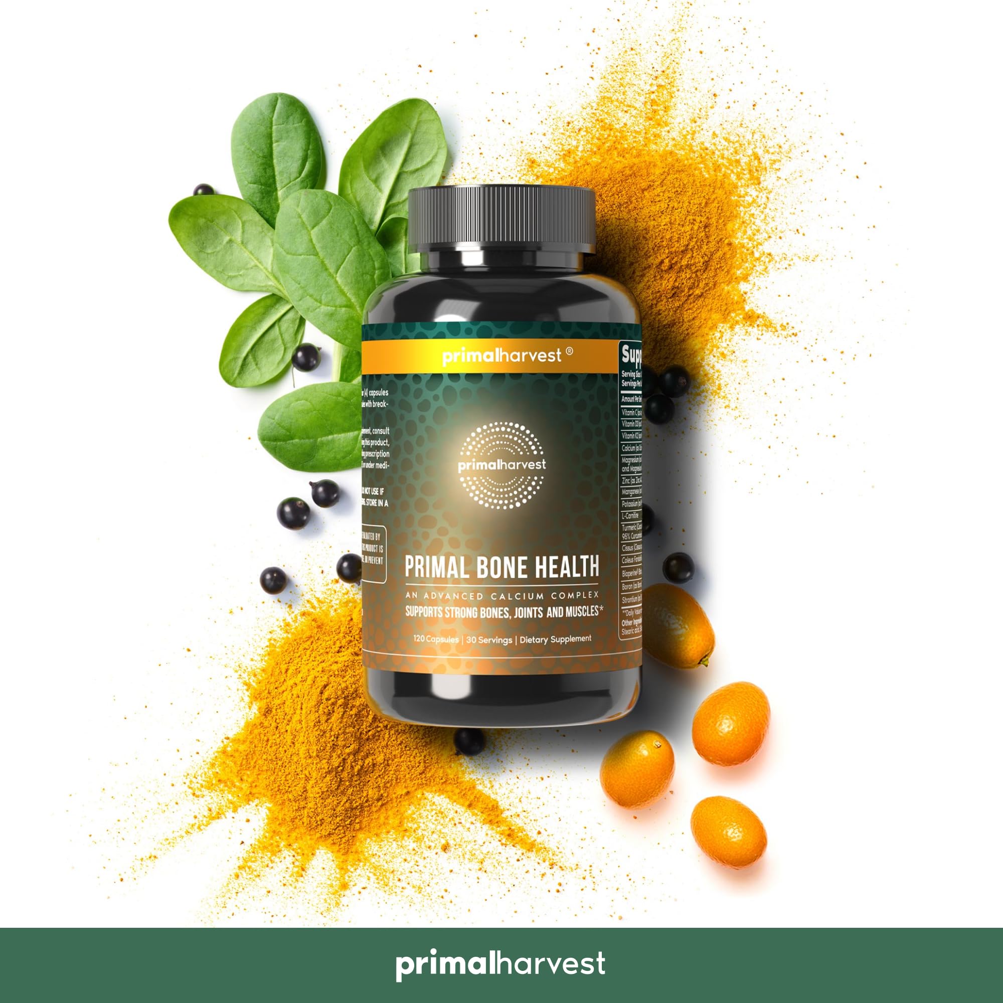 Calcium Carbonate Bone Health Complex by Primal Harvest for Men and Women with Calcium, Magnesium, Zinc, Manganese, Potassium, and L-Carnitine