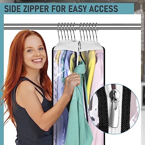 MISSLO 10" Gusseted All Clear Garment Bags for Hanging Clothes 40" Suit Bags for Closet Storage Hanging Clothes Storage Bags for Shirts, Coats, Dresses, 3 Packs