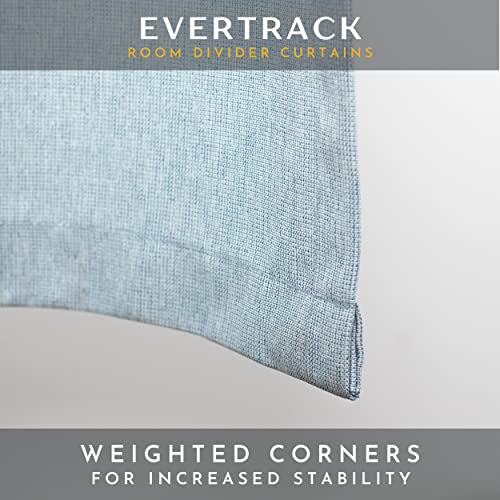 EverTrack Room Divider Curtains - Curtains for Ceiling Mounted Curtain Track to Create a Private Space or Divide a Room - Handcrafted in The USA - Icefall Blue, 120 W x 96 H