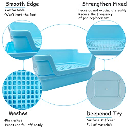 PINVNBY Extra Large Rabbit Litter Box Small Animal Potty Trainer Huge Bunny Litter Pan Plastic Pet Corner Toilet with Mash for Adult Guinea Pigs Chinchillas Ferrets (Blue)