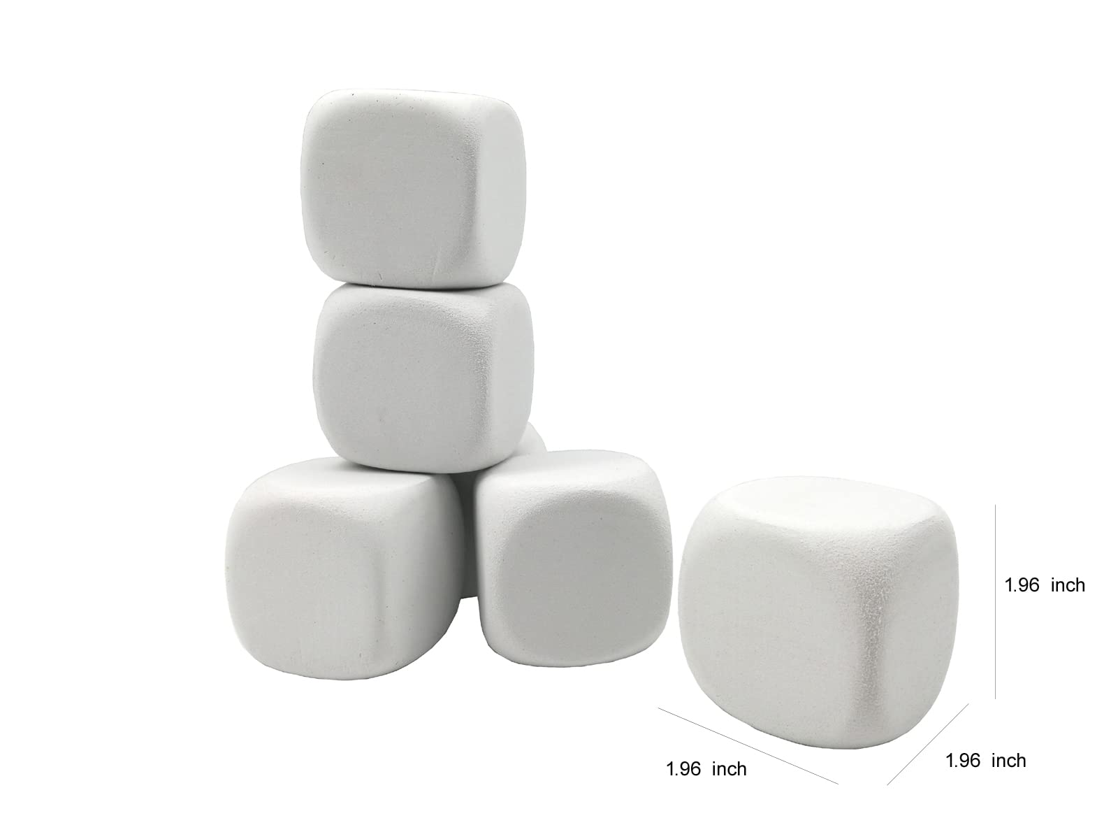 Qidiwin White EVA Foam Dices for Kids Graffiti-Building Blocks,Creative Painting, Party Supplies, 1.96 inchs,18PCS
