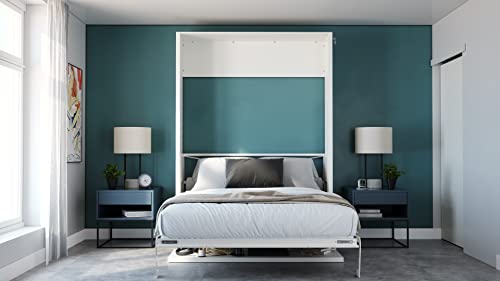 Leto Muro Azores Queen Murphy Bed with Desk | 64.5-inch Pull Down Wall Bed with Desk Combo Perfect for Guest Bed - Home Office Furniture | Space-Saving Furniture | Cabinet Bed Queen