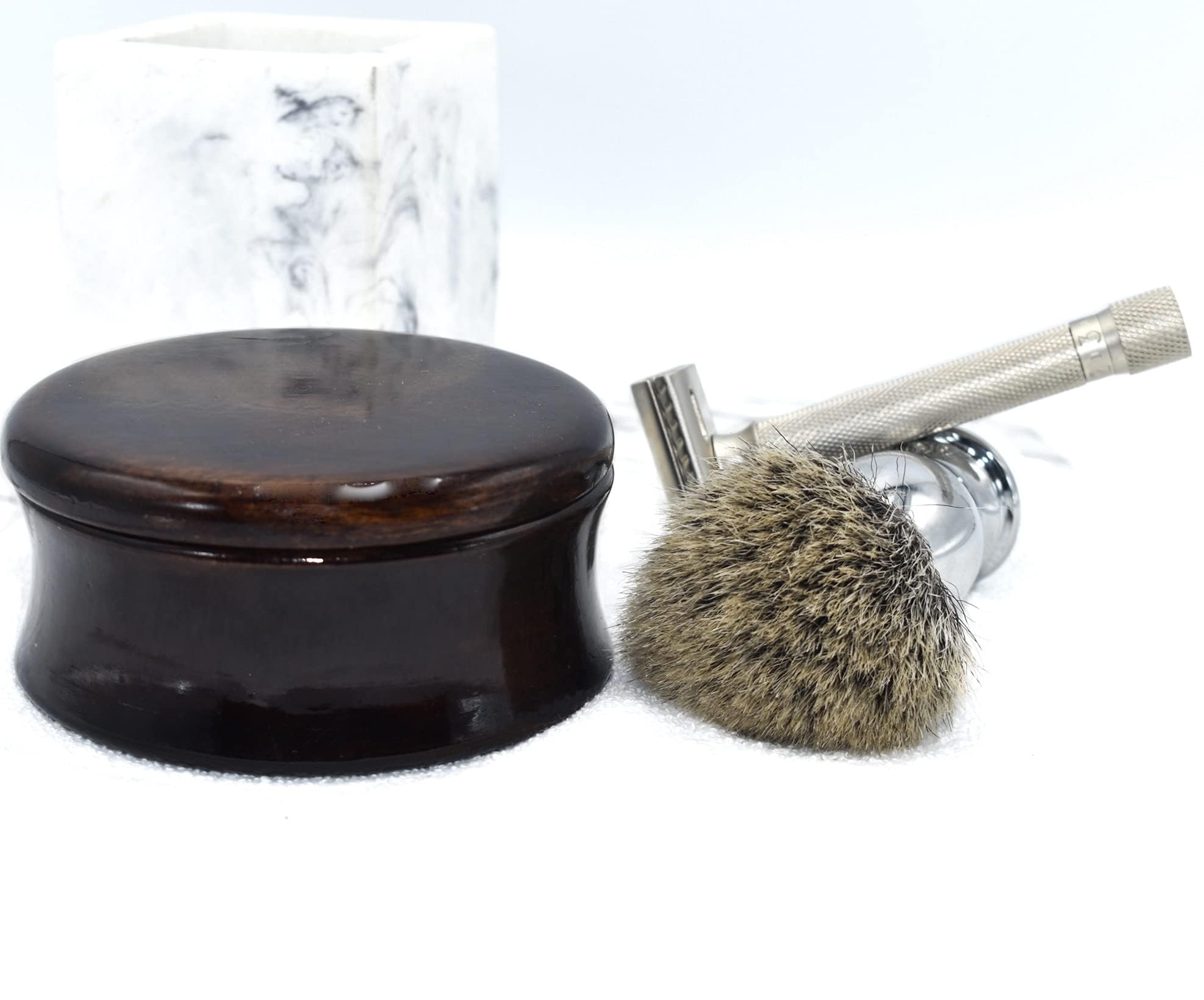 Parker Hand Carved Genuine Mango Wood Shaving Soap Bowl - Classic Style