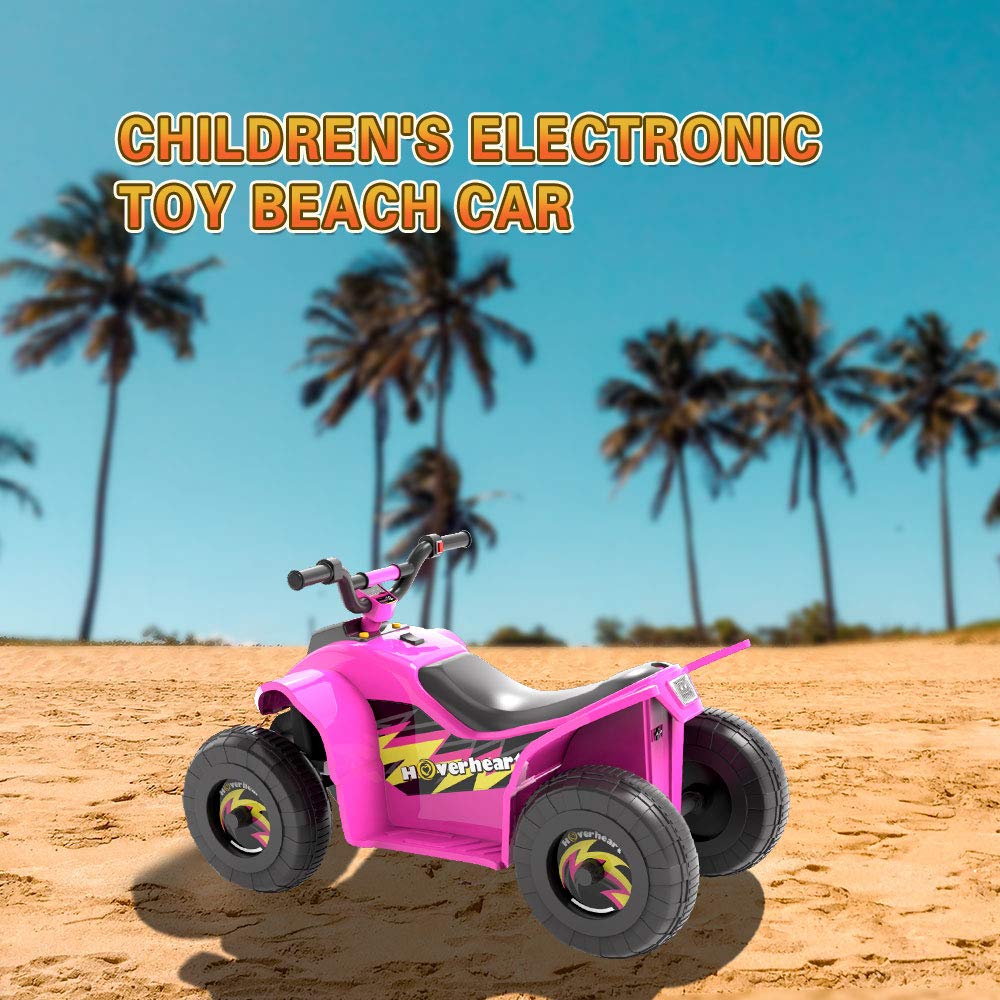HOVER HEART 6V Electric Mini ATV Quad, 4 Color Beach Car Ride on Equiped with Backward and Forward Control Suitable to 3 Years Old Kids
