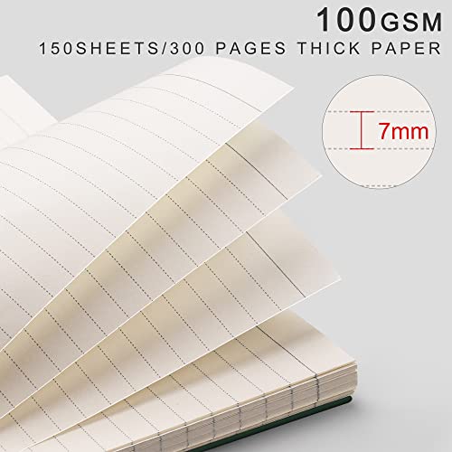 EMSHOI A4 Spiral Notebook College Ruled Lined Journal, 11.2" X 8.27", 300 Pages/150 Sheets, Easy Tear Perforated Pages, 100gsm Thick Paper, Waterproof Softcover, for School Work Writing-Green