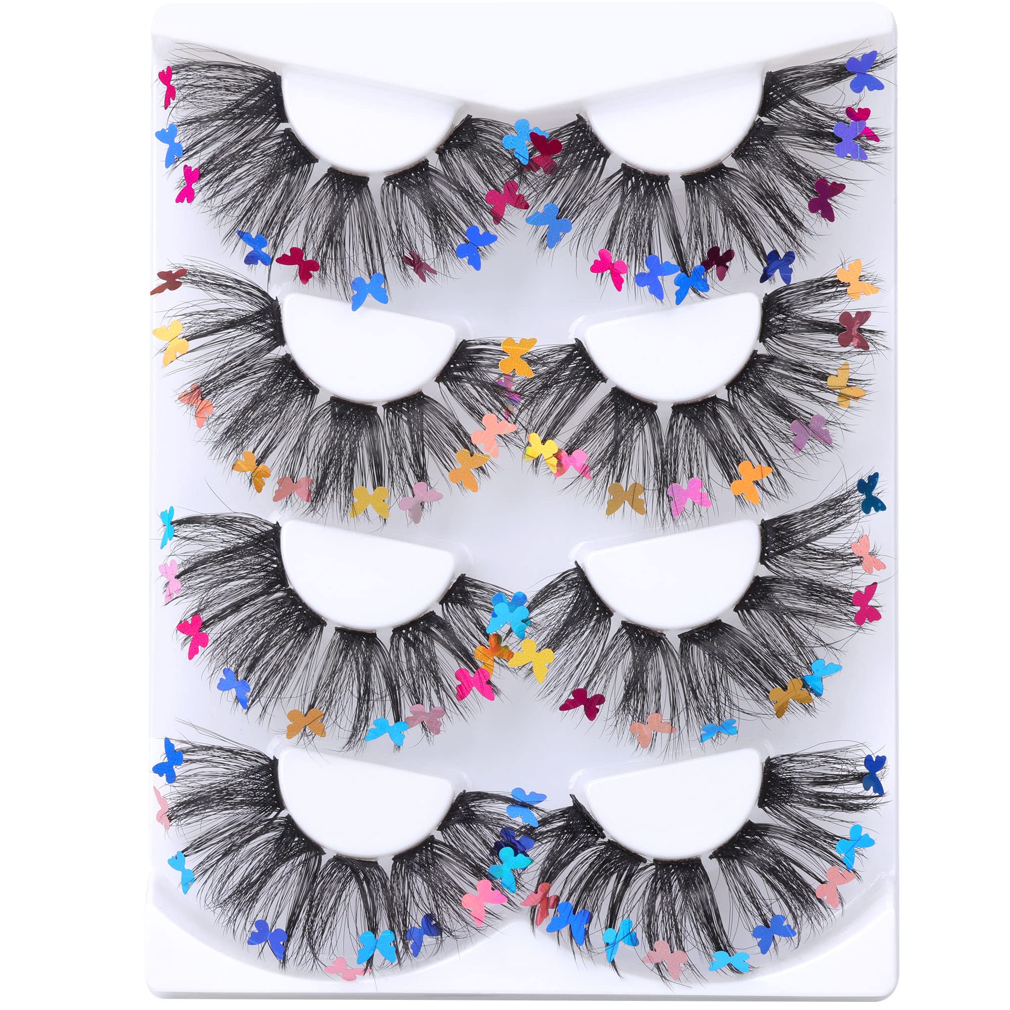Cluster Lashes Mink Fluffy Eyelashes Cat Eye Lashes Individual Lashes That Look Like Extensions D Curl St. Patrick's Day Decorations Eyelashes with Butterfly by HeyAlice (17-20mm)