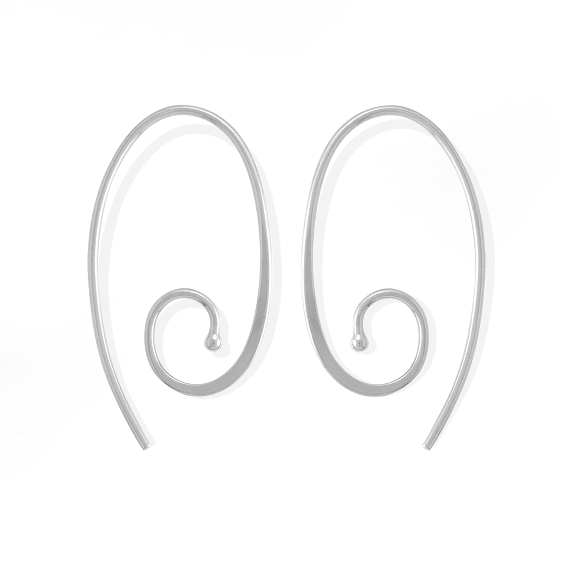 Boma Jewelry Sterling Silver Oval Spiral Pull Through Hoop Earrings