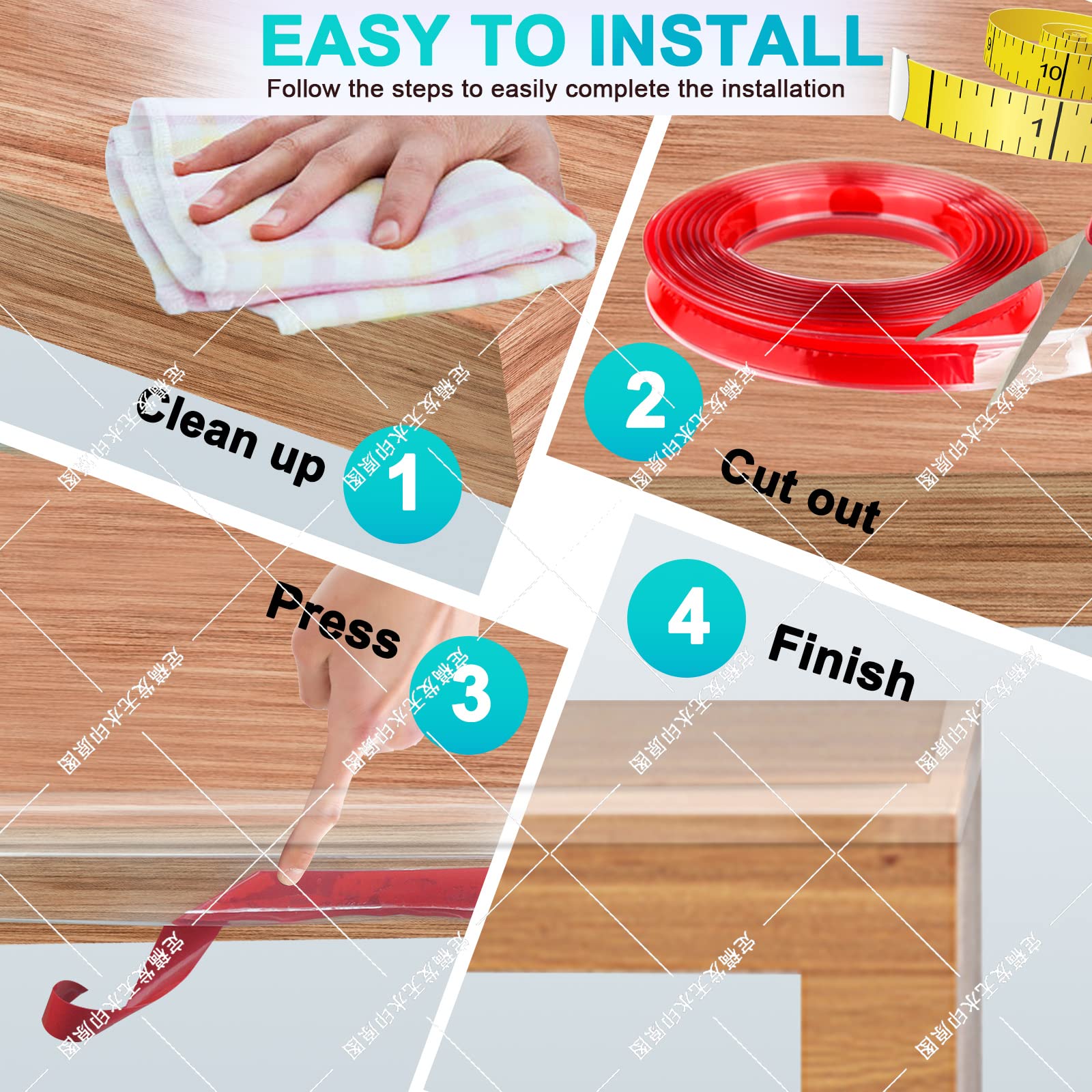 Corner Protector Baby Proofing Edge Strip Clear Silicone Soft Protectors with Upgraded Pre Taped Strong Adhesive for Tables Cabinets Drawers, 0.6×0.6 inch width 6.6 ft length, (FZT-1)