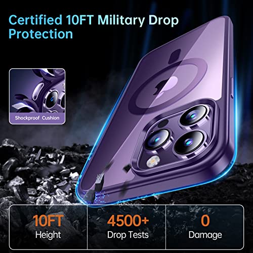 JUESHITUO for iPhone 14 Pro Max Case 𝟐𝟎𝟐𝟯 𝗡𝗘𝗪[Not Yellowing][MiL-Grade Protection][No.1 Strong Magnets]Magnetic Slim Clear Compatible with iPhone 14 Pro Max Protective Case 6.7inch, Deep Purple