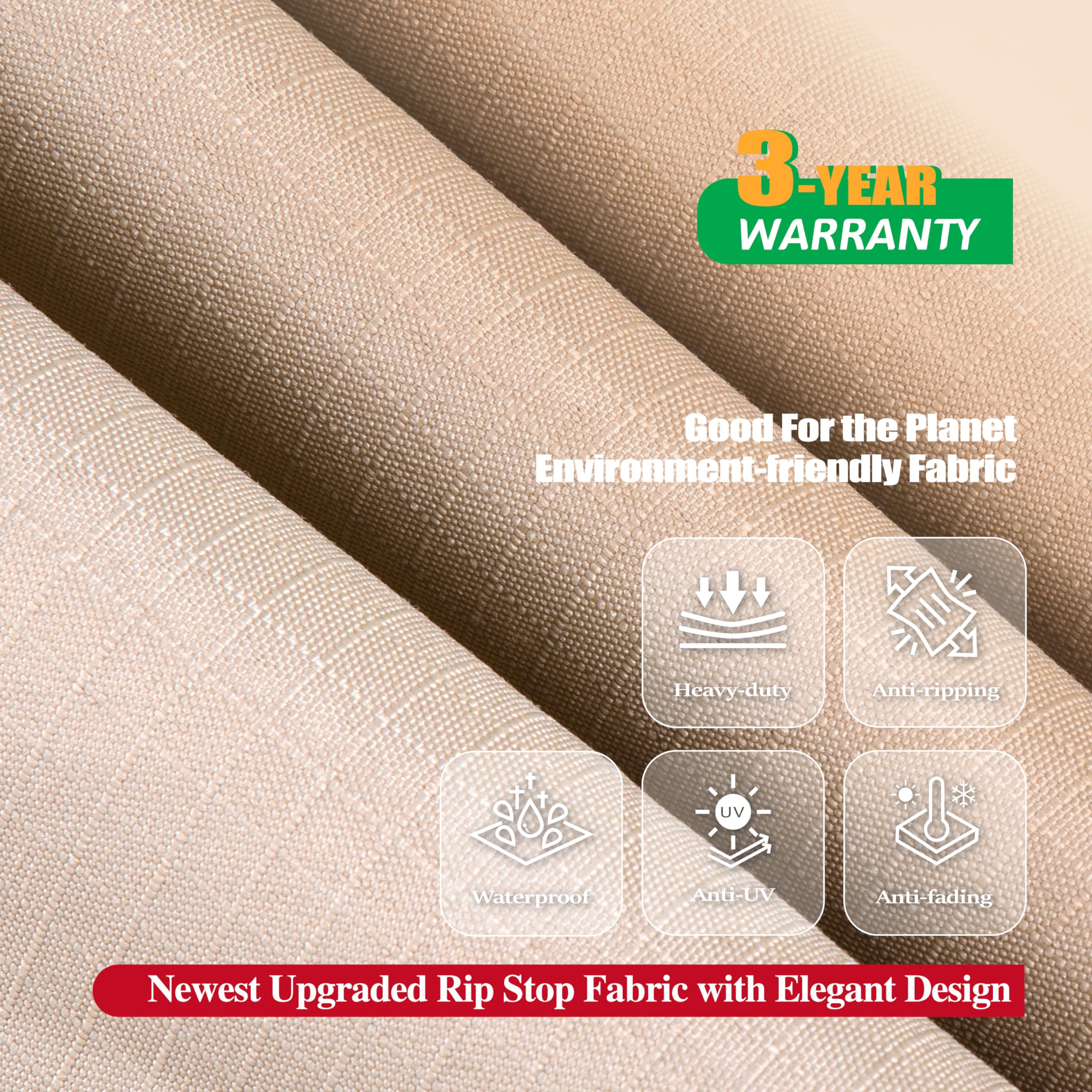 F&J Outdoors Patio Egg Chair Cover Rip-Stop Heavy Duty Waterproof Chair Covers, Beige, 45" Wx70 H