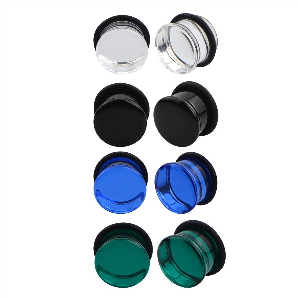 blue palm jewelry 4 Pairs of Single Flare Glass Plugs Sizes 2GA-13/16 Clear Black Green Blue E566