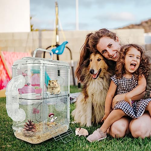 MLOHASING Hamster Cages and Habitats,Rat Cage with Hamster Accessories Including Hamster Ball,Food Dish, Water Bottle,Small Animal Cage and Playpen