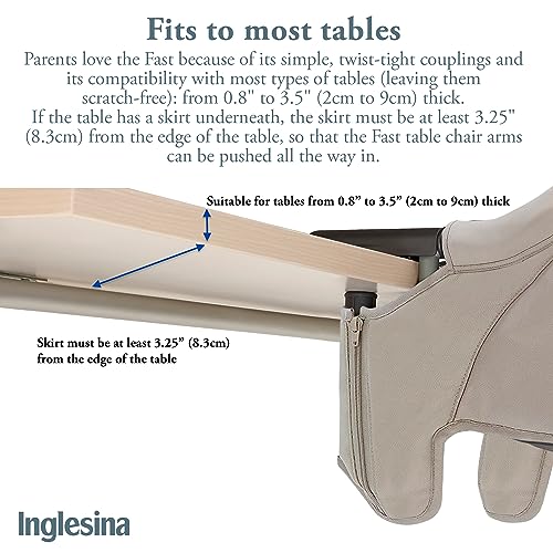 Inglesina Fast Table Chair - Award-Winning Baby High Chair for Eating & Dining - Compact, Portable & Foldable - Leaves No Scratches - for Babies 6-36 Months & 1-3 Year Old Toddler - Cream