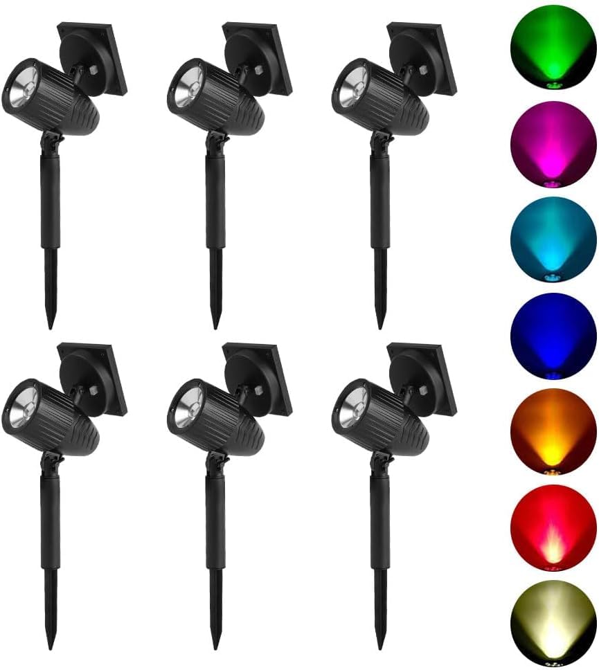 Lebote Tec Solar Spot Lights Outdoor, Waterproof Solar Uplights for Tree, Color Changing LED Solar Landscape Spotlights for Halloween Decoration Garden Yard Patio Lawn(6 Pcs)
