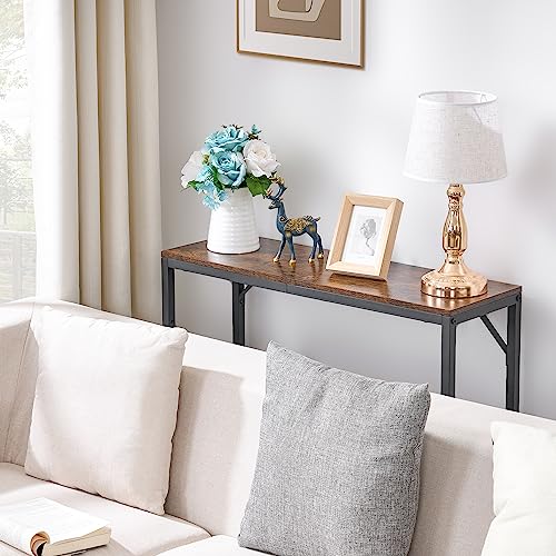 HOMCENES Narrow Console Table with 2 Support Bar and Desktop Printer Stand Bundle, Thin Entryway Table, Small Sofa Table, Industrial Couch Table, Under Desk Printer Table Rack