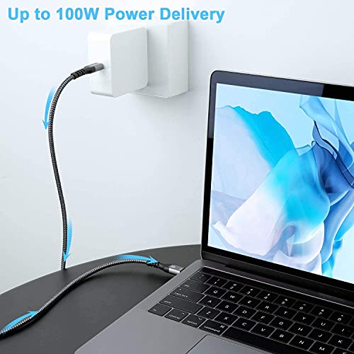 BoxWave Cable Compatible with Acer ConceptD 7 Ezel CC715-71-7163 (15.6 in) - DirectSync PD Cable (10ft) - USB-C to USB-C (100W), Long 10 Foot PD Braided Nylon Alloy Cable - Jet Black