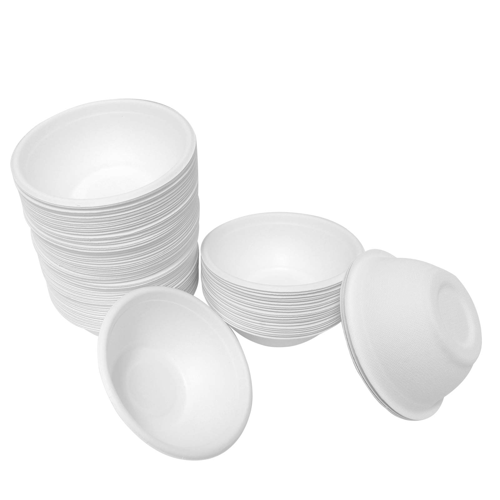 CHANGLE 12 oz Compostable Paper Bowls [100 Pack],100% Biodegradable Bowls Natural Disposable Bagasse Bowls,Soup Container Microwave Safe Bowls.