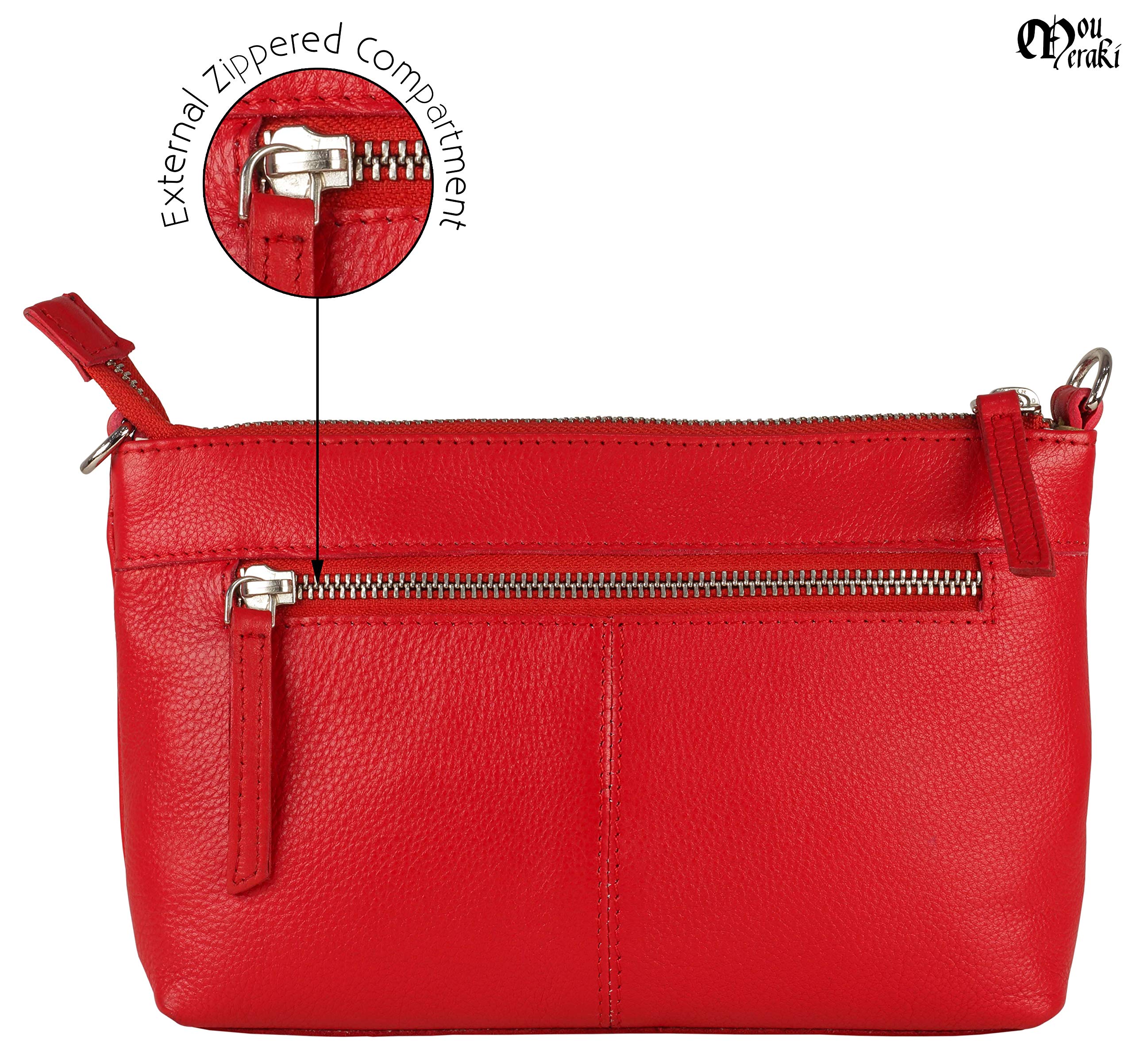 Mou Meraki Genuine Leather Crossbody Purse and Handbags - Crossover Bag Over the Shoulder Women