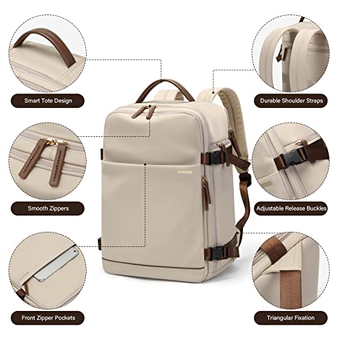 GOLF SUPAGS Laptop Backpack with Separate Laptop Compartment Fits 15.6 Inch Notebook Large Capacity Computer Bag for Women Work Travel College Backpacks (Apricot)