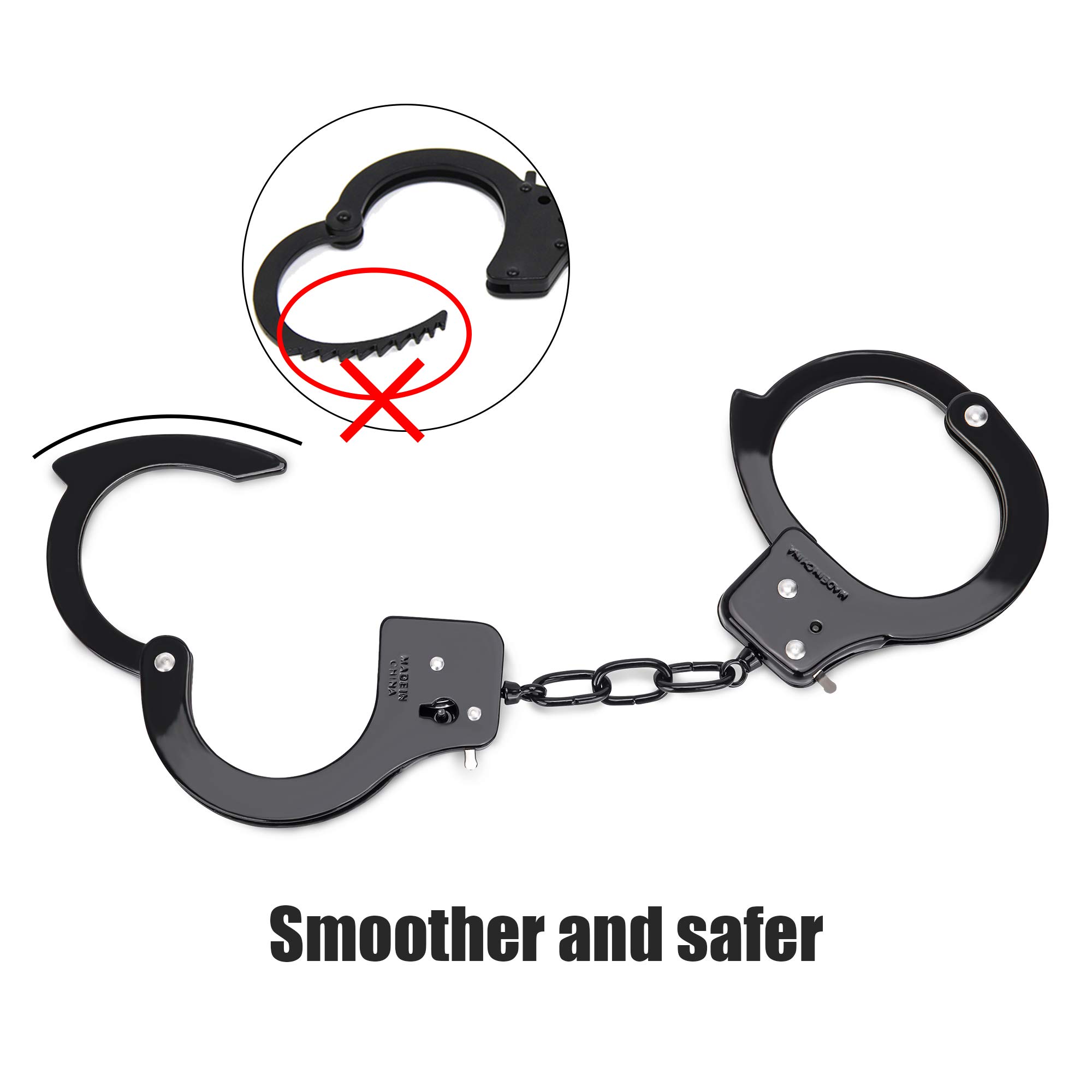 HUALIXUAN Metal Play Handcuffs, Hand Cuffs Police, Toy Handcuffs for Kids (Black)