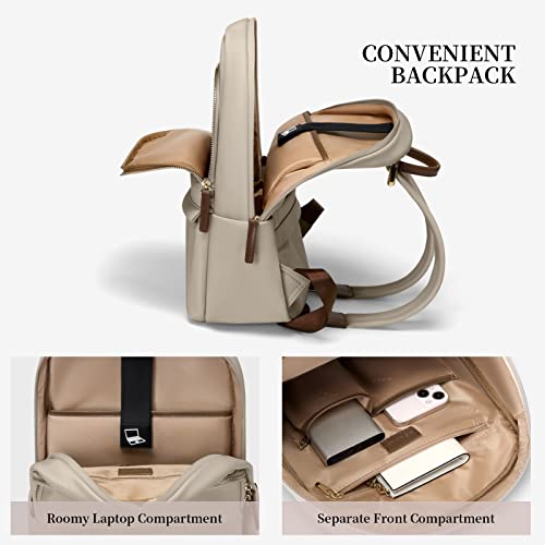GOLF SUPAGS Laptop Backpack for Women Slim Computer Bag Work Travel College Backpack Purse Fits 14 Inch Notebook (Apricot)