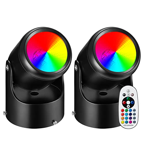 Eiloore RGBW Spot Lights Indoor: 16 Color Changing & Warm White LED Spotlights with Remote Control for Christmas & Daily Use | 5W 120V Accent Lighting Uplighting with 5.9ft Cord & US 2-Plug | 2 Pack