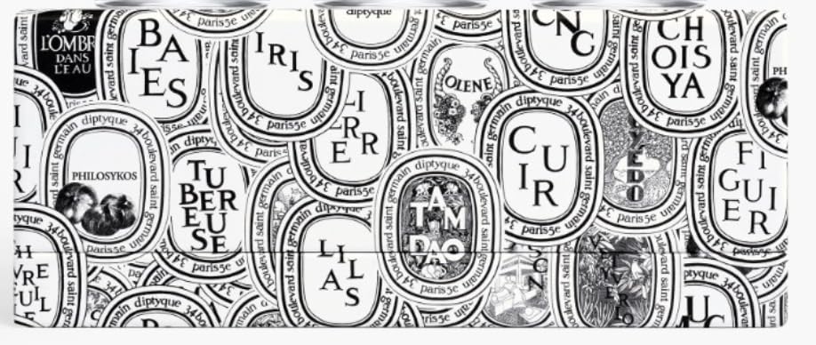 DIPTYQUE Baies Roses & Figuier Scented Candle 3 Piece Set 70 Grams Each Gift Boxed, White