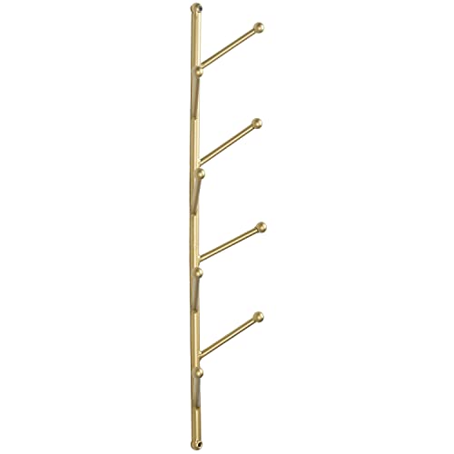 MyGift Gold Tone Metal Coat Rack, Wall Mounted Hat/Garment Hanging Rack with 8 Tree Branch Style Hanger Hooks