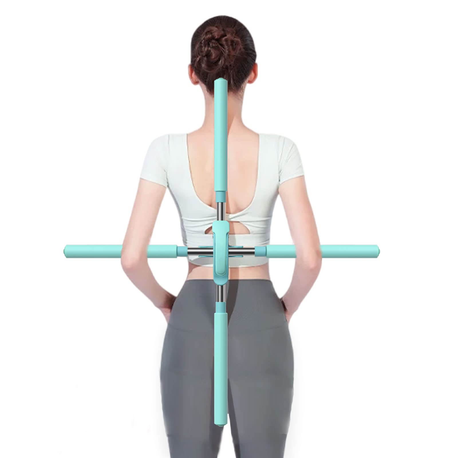 COOKCUTE Back Straightener Posture Corrector For Women, Yoga Sticks Stretching Tool Posture, Humpback Correction Tool, Retractable Design Brace Women Men kids (Green) 1 Every