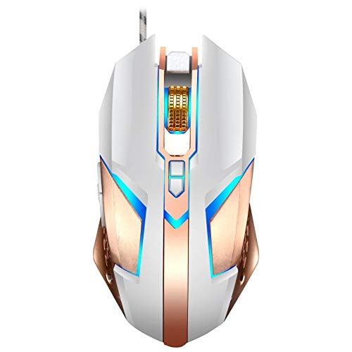 HUFAN T03 USB 3200DPI Four-Speed Adjustable Custom Macro Light Wired Optical E-Sport Gaming Mouse, Length: 1.5m(Black) (Color : White)