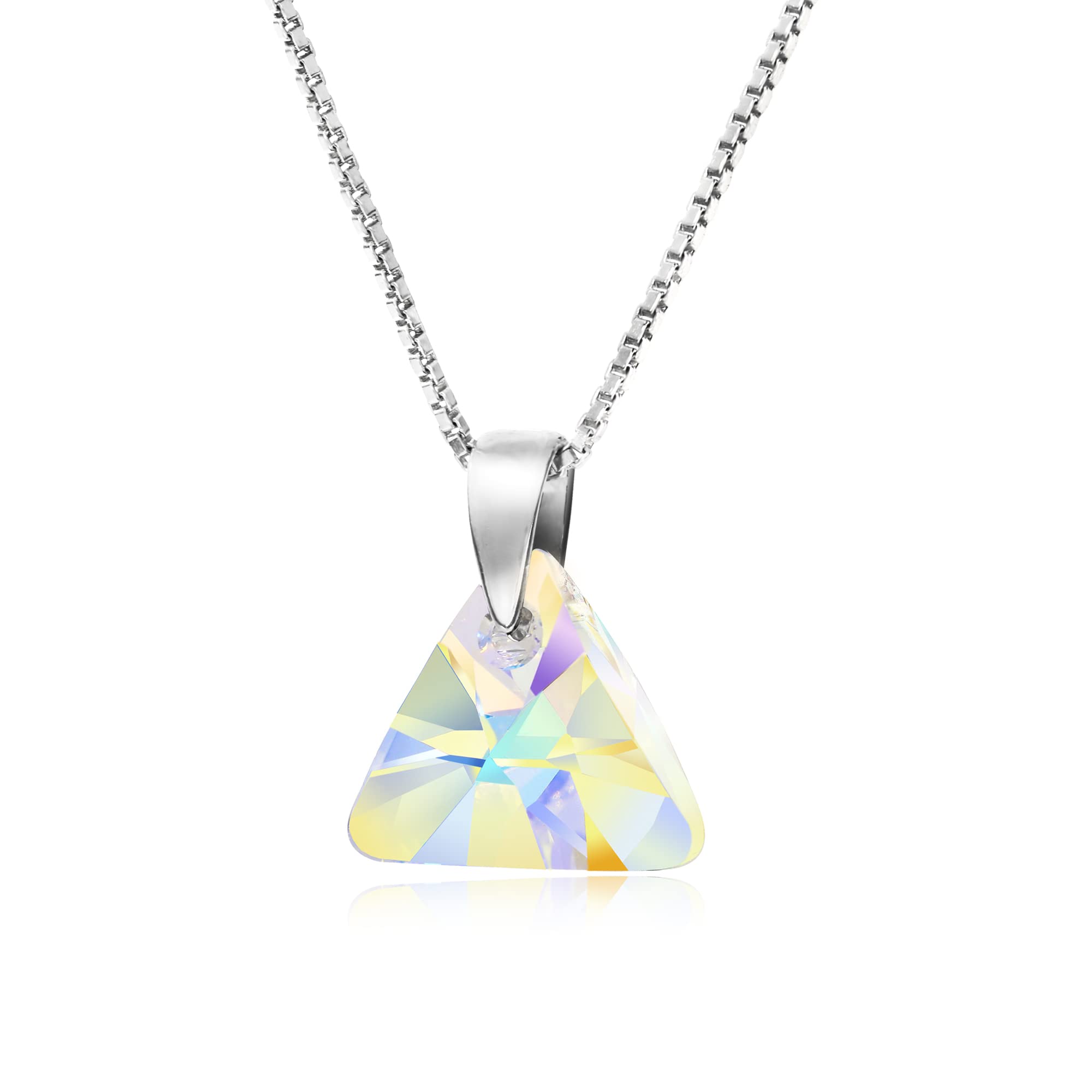 Chic Bijoux Necklace for Women – Pendant made with Austrian Crystals and 925 Sterling Silver – Gift for Her Birthday, Purple/Black/Blue (Silver Night)