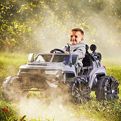Huffy Bicycle Company Kids Battery-Powered Ride On Car Special Ops w/ Lights, Sounds & MP3 Player, 12V - 17138 , Grey, Large