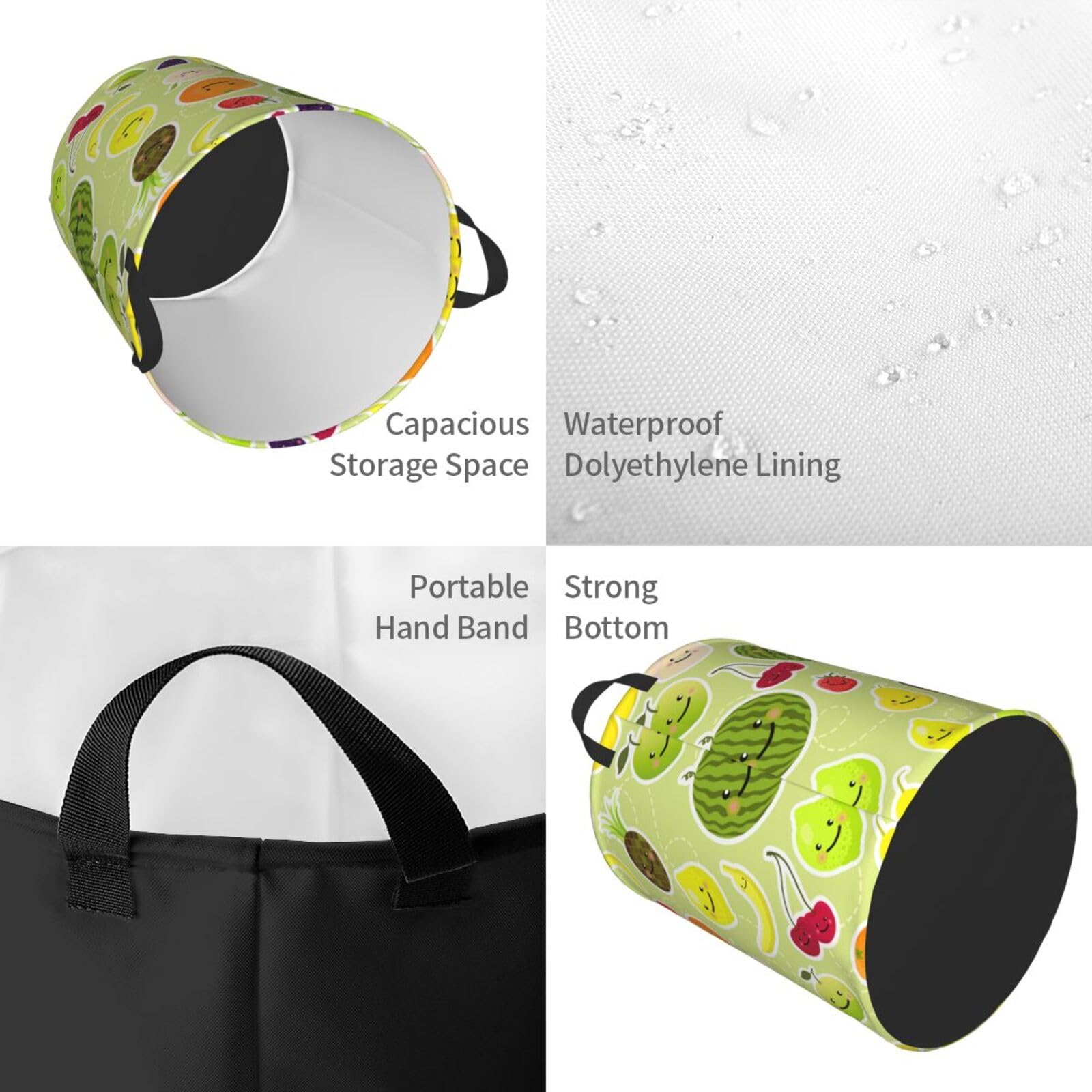 Cute Fruits Laundry Basket Hamper Dirty Clothes Hamper For Laundry Waterproof Laundry Baskets with Handles Storage Basket for Toys Clothes Organizer Bedroom Decor