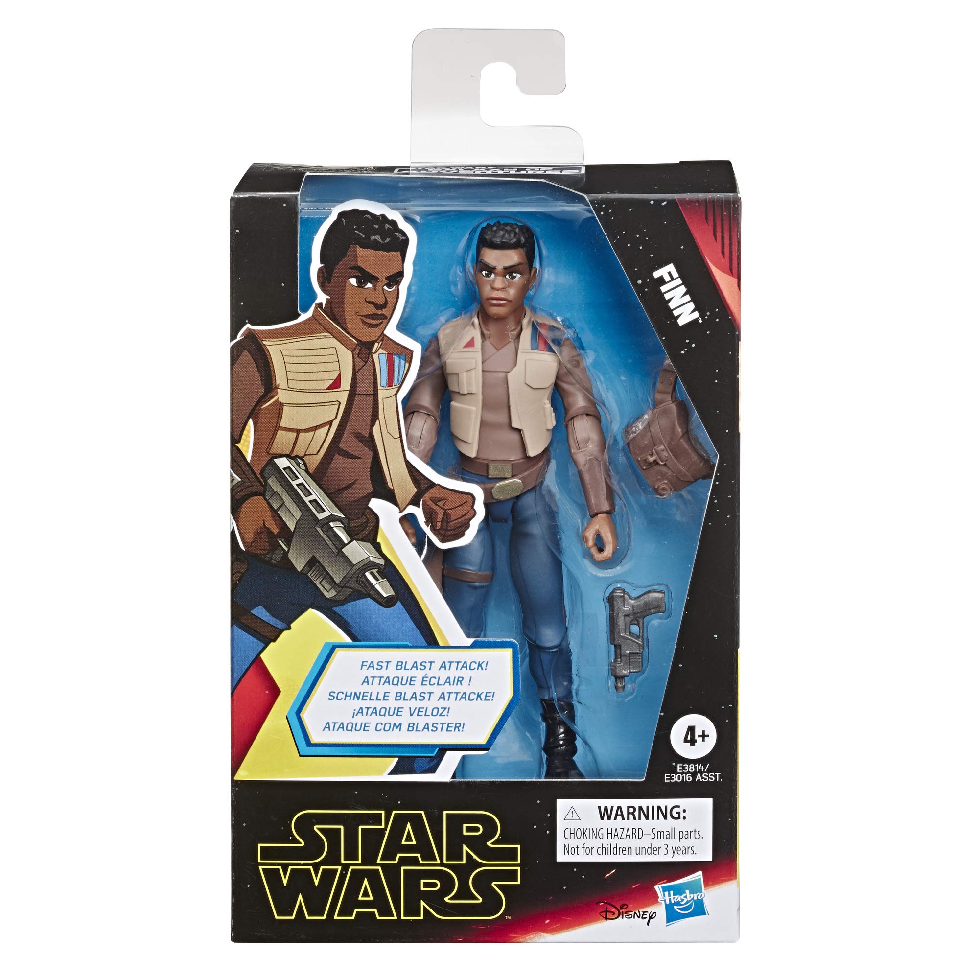 STAR WARS Galaxy of Adventures The Rise of Skywalker Finn 5"-Scale Action Figure Toy with Fun Blaster Action Movement