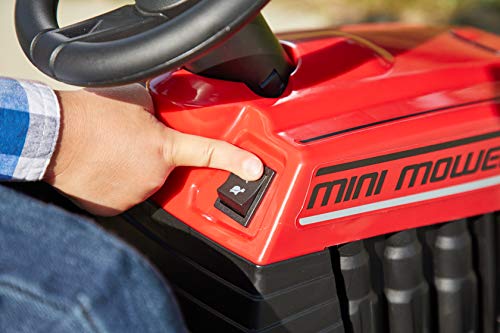 Huffy Kids Electric 12V Ride On Mini Mower Bubble Tractor, Red