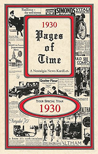 Pages of Time 1930 CELEBRATION KardLet: Birthdays, Anniversaries, Reunions, Homecomings, Client & Corporate Gifts