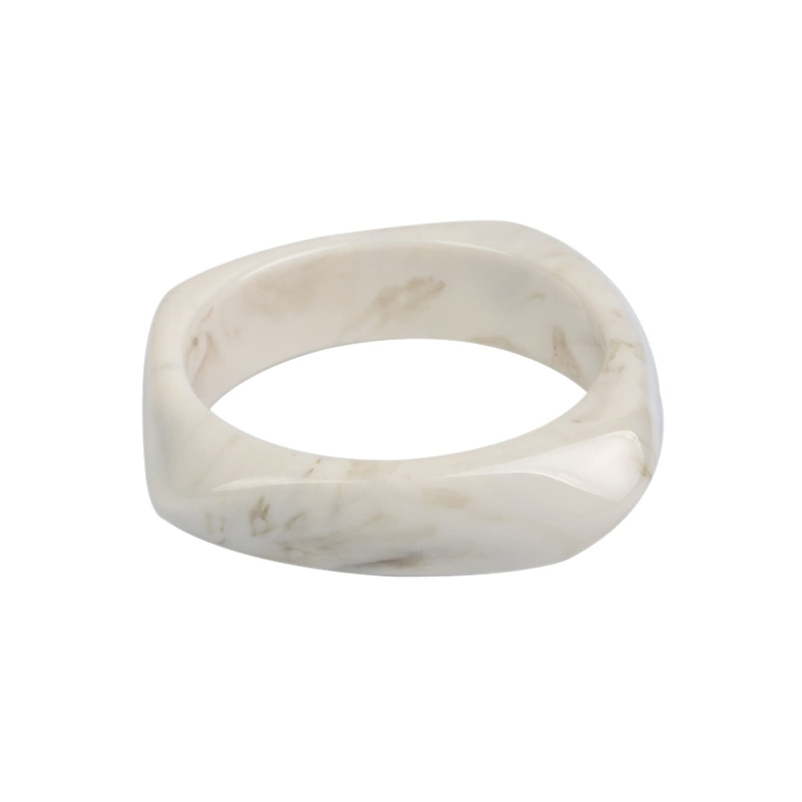 Caiyao Colorful Square Acrylic Resin Bangle Bracelet Wristbands Tortoiseshell Acetate Plate Cuff Bracelet Vintage Wide Irregular Geometric Plastic Bracelet for Women Jewelry-F Ivory white