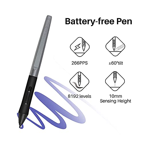 Huion Inspiroy H1060P Graphics Drawing Tablet with Digital Pen PW100 and Skeleton Glove, OTG Adapters Included