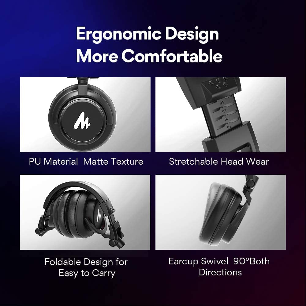MAONO AU-A04T USB Microphone with AU-MH601 Studio Monitor Headphones Bundle Streaming Podcasting Pack Plug and Play for Computer, YouTube, Music