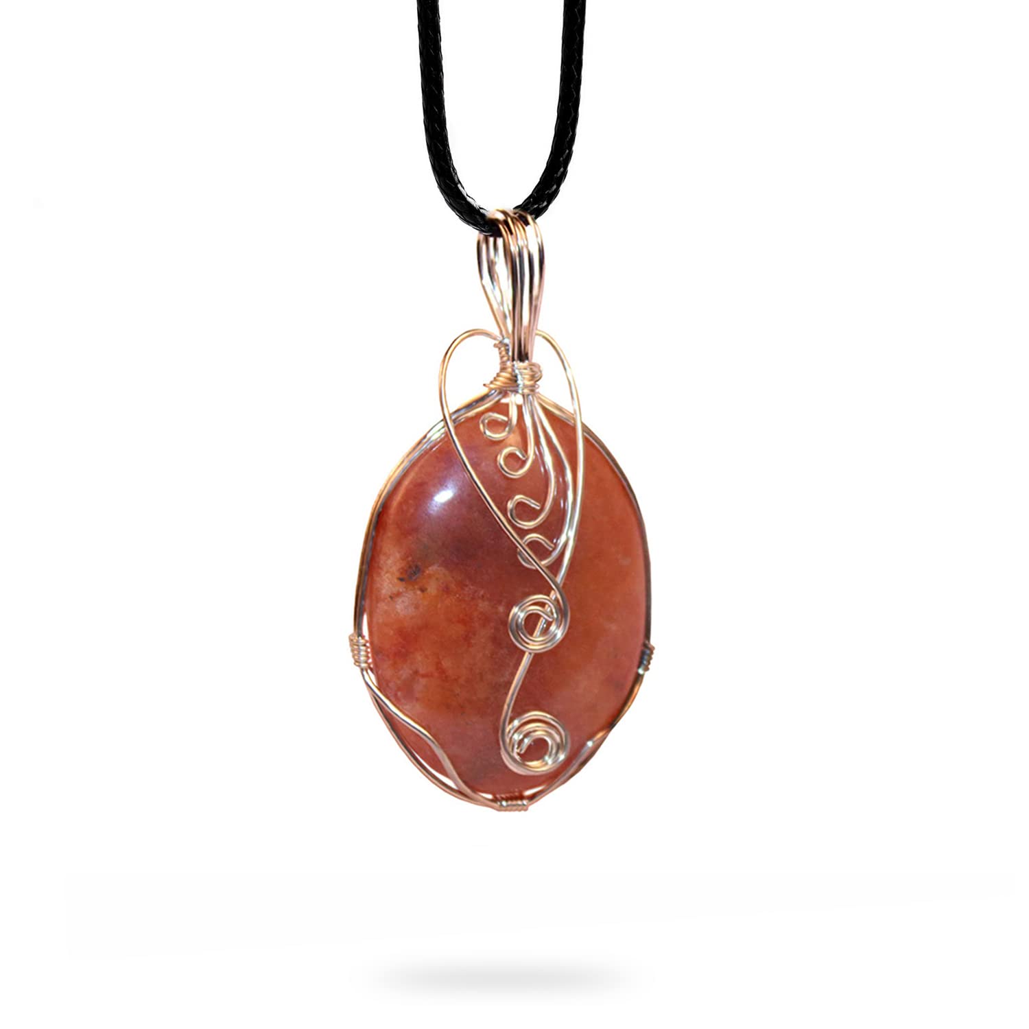 AYANA Pure Peach Aventurine Healing Crystal Pendant Necklace for Women | Authentic Gem for Prosperity, Health & Creativity |Silver Wire Wrap| Handmade with Ethically Sourced Raw Natural Real Gemstones