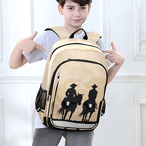 Glaphy Western Cowboy Pattern School Backpack Lightweight Laptop Backpack Student Travel Daypack with Reflective Stripes