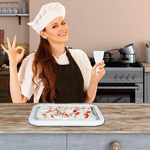 Instant Ice Cream Maker, Rolled Ice Cream Machine, Flat Tray Ice Cream Maker Ice Cream Maker Pan and Scraper, Manual Small Portable Ice Cream Roller Pan to Make Frozen Yogurt, Ice Cream and Fruit