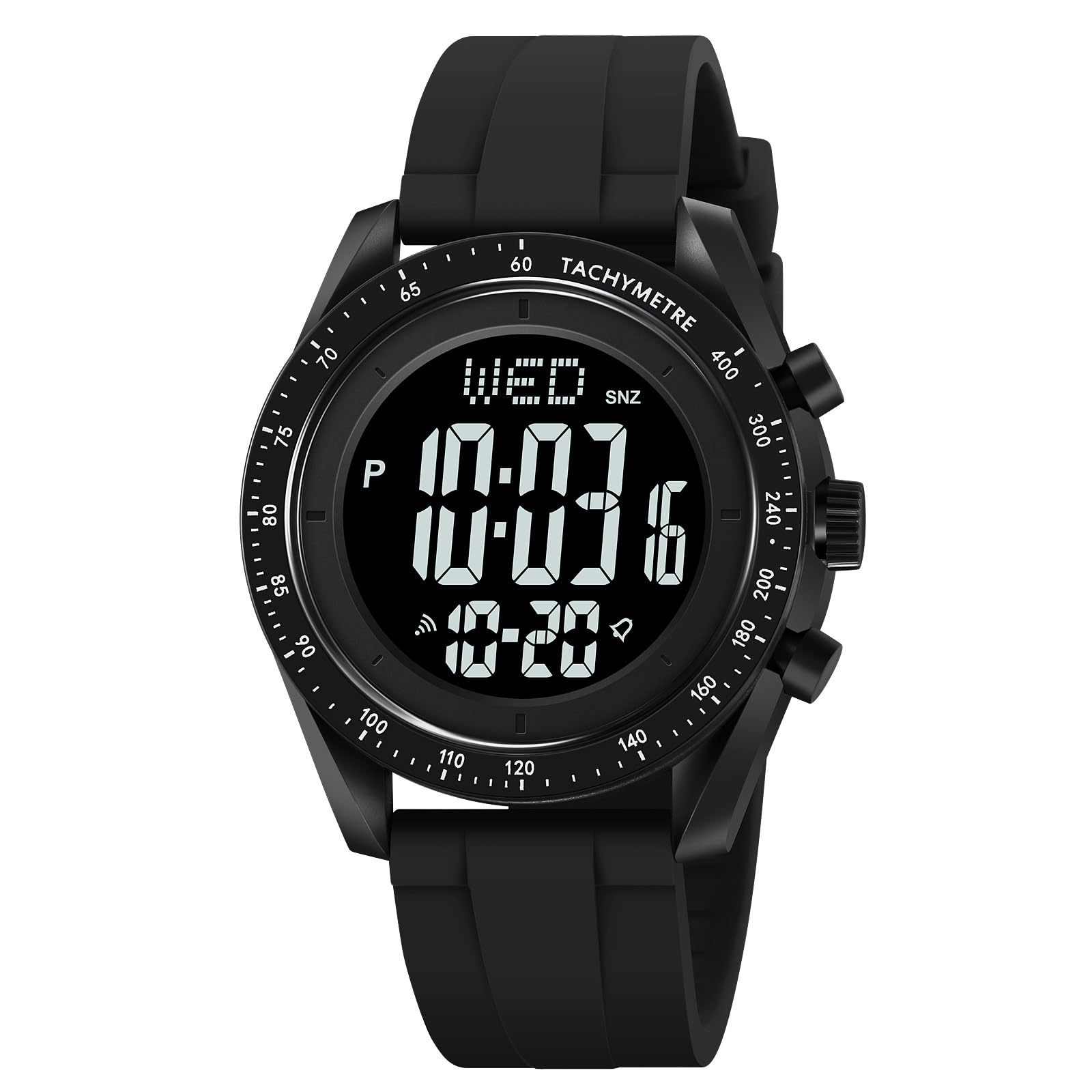 CakCity Digital Sports Watch for Men and Women, Waterproof Stopwatch with , LED Screen Multifunction Outdoor Unisex Wristwatch - Silicone Strap