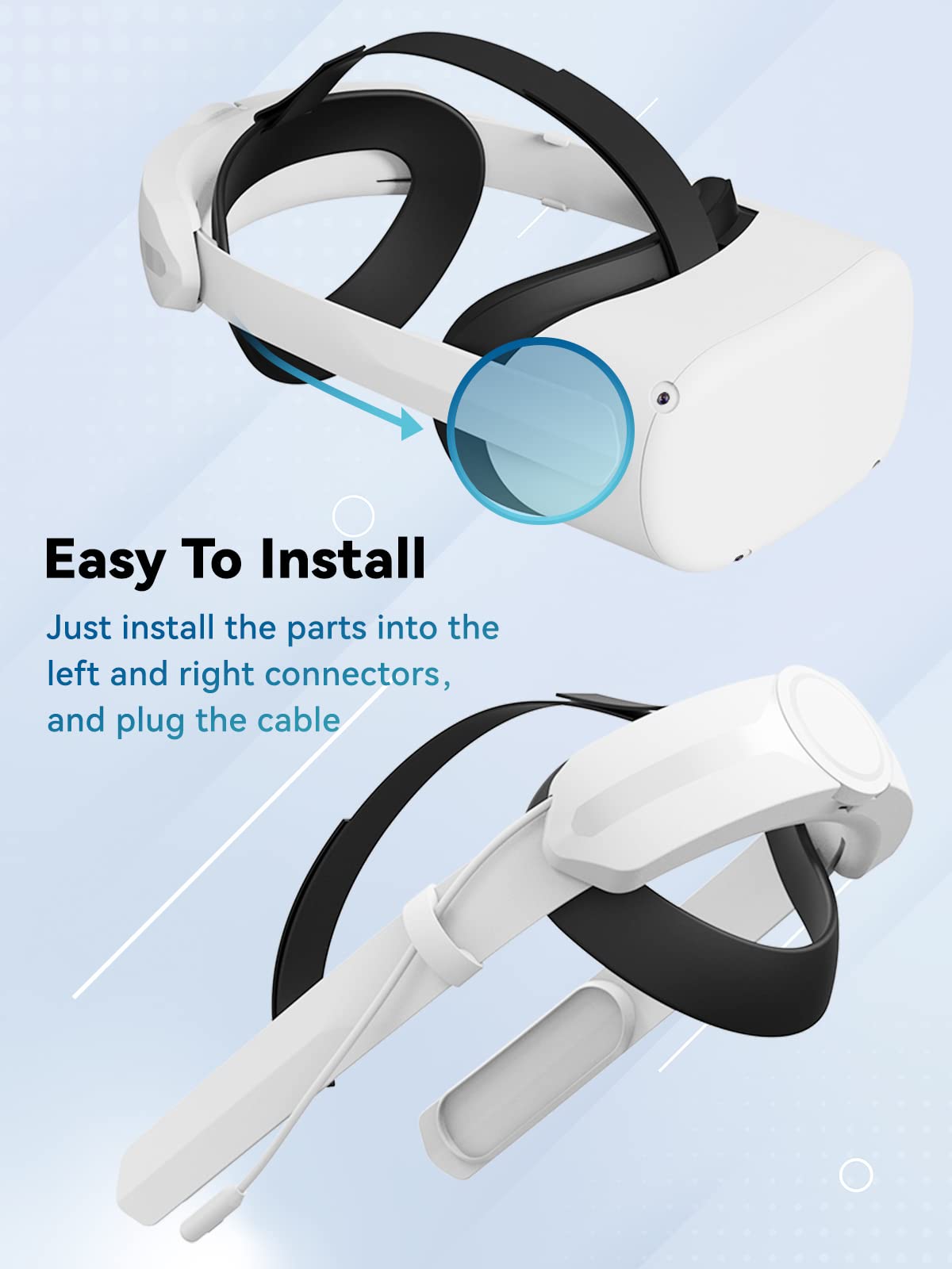 CNBEYOUNG 6000mah Battery Pack Head Strap Compatible with Meta Oculus Quest 2, Adjustable Elite Strap Accessories Extended 4hrs Extra Playtime, Adapt to The Official and Most 3rd-Party Carrying Case