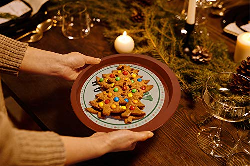 Set Of 3 Holiday Christmas12" Round Serving Tin Trays- Santa, Penguin, & Snowman